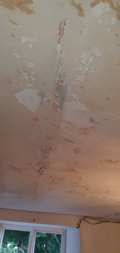 making good a woodchip wallpaper covered ceiling in old house | Period ...